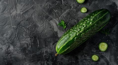 Premium Photo Fresh Cucumber On Dark Surface Among Others