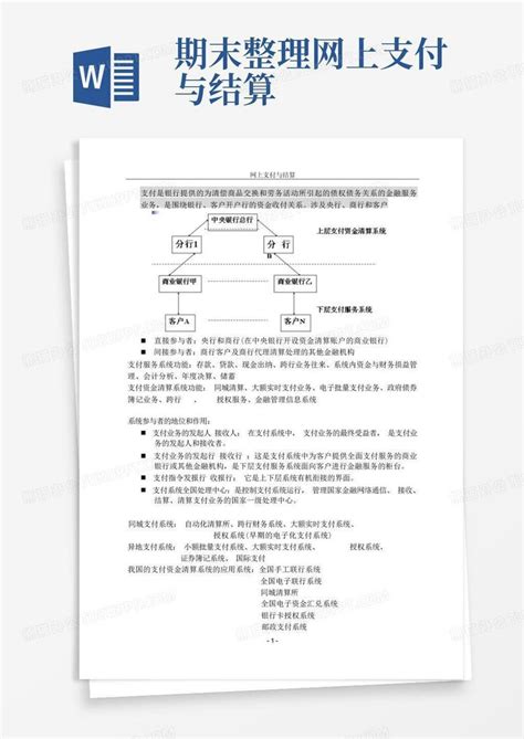 期末整理网上支付与结算Word模板下载 编号qrroxoja 熊猫办公