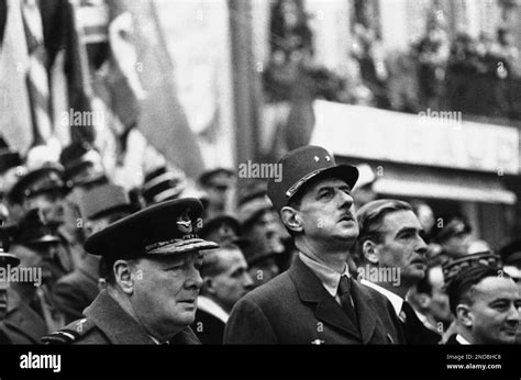 Britains Prime Minister Winston Churchill Left And General Charles