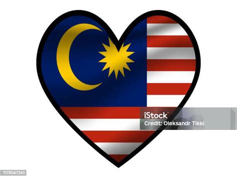 큰 아름다운 마음 안에 말레이시아 국기 원래 색상과 비율 벡터 일러스트레이션 모든 대륙과 테리토르세트의 세계 국가 흰색 배경에 격리 국가 관광명소에 대한 스톡 벡터 아트 및