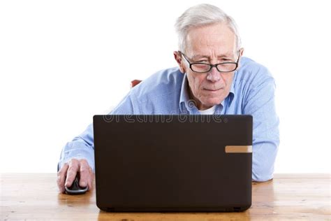 Senior Behind Computer Stock Image Image Of Mature Sitting 18894041
