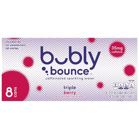 Bubly Bounce Caffeinated Triple Berry Flavored Sparkling Water 12 Oz