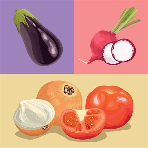 Four Vegetables Healthy Food Icons 10529063 Vector Art At Vecteezy