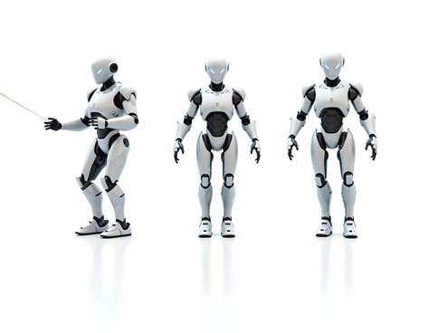 Futuristic Humanoid Robots Advanced Ai Robotics In Action Premium Ai