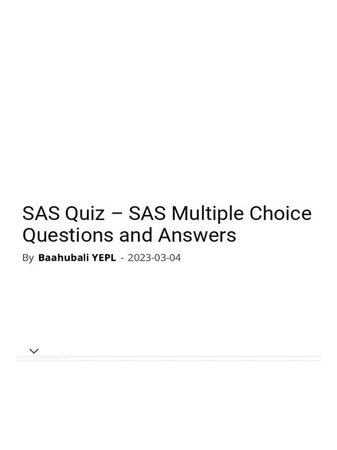 Sas Quiz Sas Multiple Choice Questions And Answers Pdf Sas