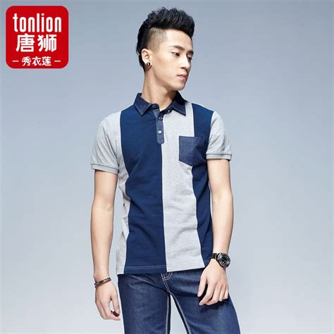 男士装夏装2013新品唐狮正品男拼块短袖polo衫修身棉质休闲常规袖唐狮秀衣莲专卖店
