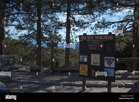 The Red Box Trailhead Sign On The Angeles Crest Highway In The Angeles