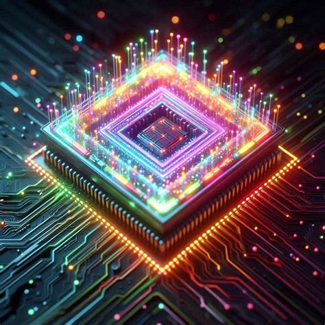 A Generative Artificial Intelligence Cpu That Emits Colorful Light 3d Rendering Genarated Ai