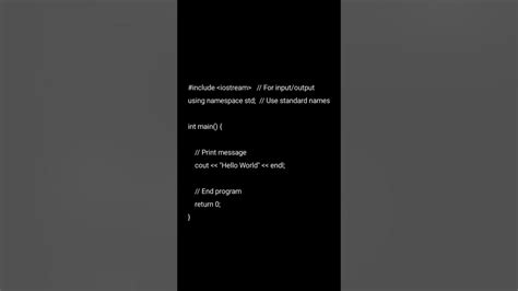 C Program To Print Hello World Cppprogramming Learncpp Programmingbasics Youtube