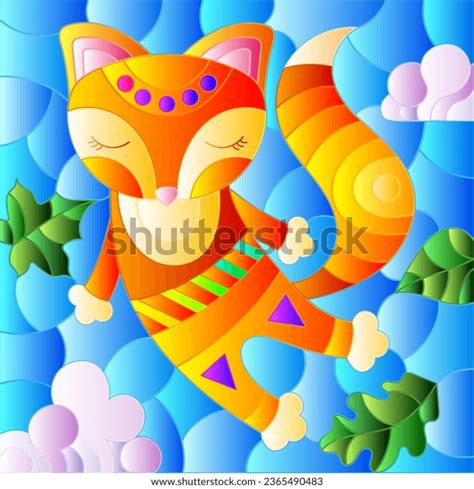 Illustration Style Stained Glass Window Bright Stock Vector Royalty