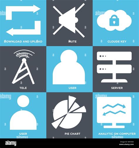 Set Of 9 Simple Editable Icons Such As Analytic On Computer Pie Chart User Server Tele