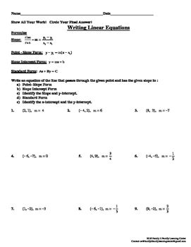 Writing Linear Equations By Family 2 Family Learning Resources TPT Writing Linear Equations By Family 2 Family Learning Resources TPT