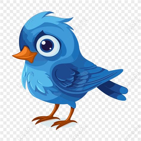 Bluebird Clipart Cartoon Blue Bird With Big Eyes Is Standing On A White