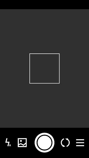 휴대 전화 카메라 설정 버튼 스마트폰 화면 인터페이스 어두운 프레임 사진 뷰 파인더 템플릿 사진 스냅 샷 디스플레이 모형 벡터 소셜 미디어 모바일 응용 프로그램 영화에 대한