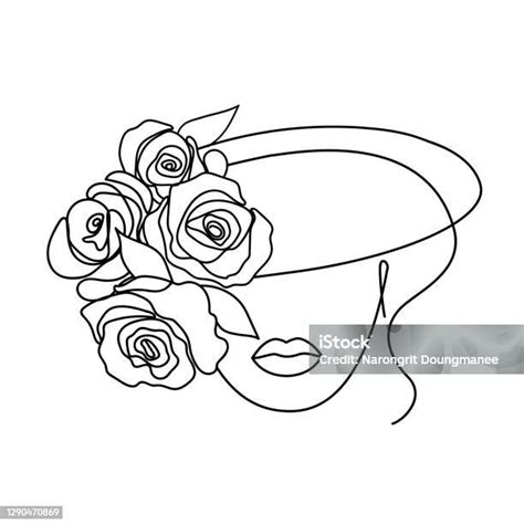 나뭇잎 라인 드로잉 아트 미니멀리즘 스타일과 아름다움 얼굴 여자와 몬스터 잎 벡터 디자인 일러스트레이션 Eps10 가방에 대한 스톡 벡터 아트 및 기타 이미지 Istock