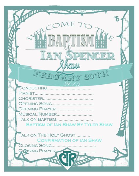 Lds Baptism Program Template Free Printable Baptism Program Lds