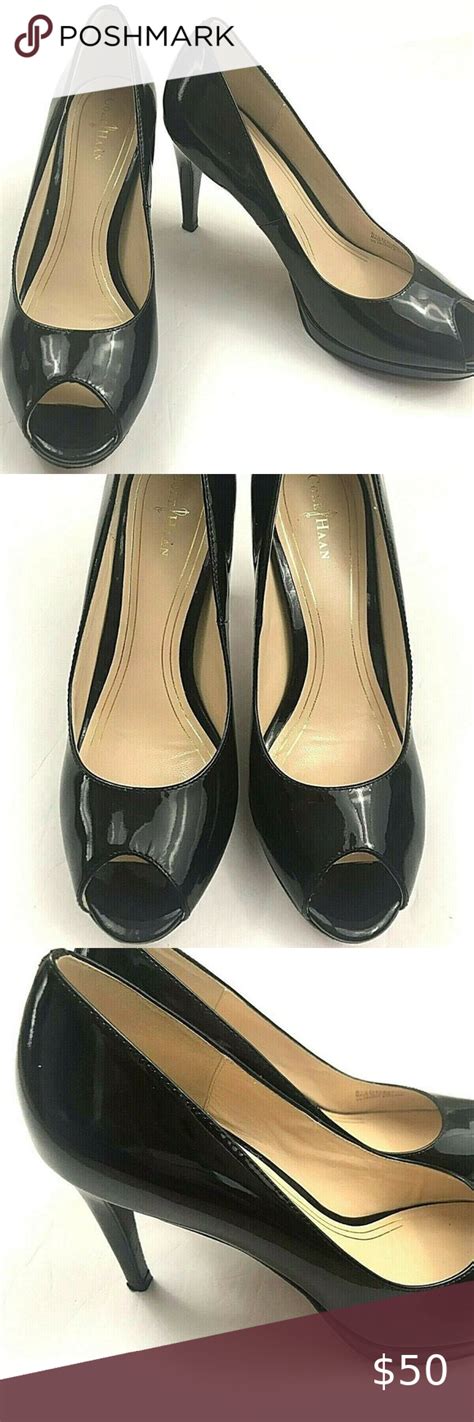 Cole Haan Nike Air Peep Toe Patent Pumps Shoes Women Heels Pumps