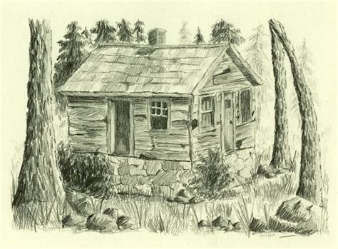 Items Similar To Lost Cabin Original Pencil Drawing On Etsy
