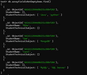 How To Find MongoDB Records Where Array Field Is Not Empty GeeksforGeeks