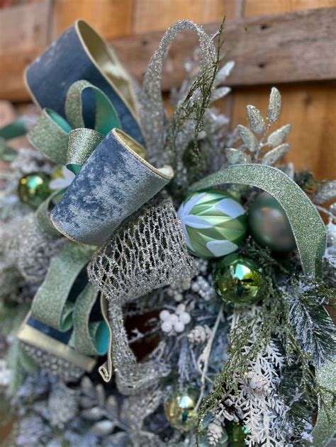 Christmas Glitzy Wreath Christmas Wreath Blue And Aqua White Holiday