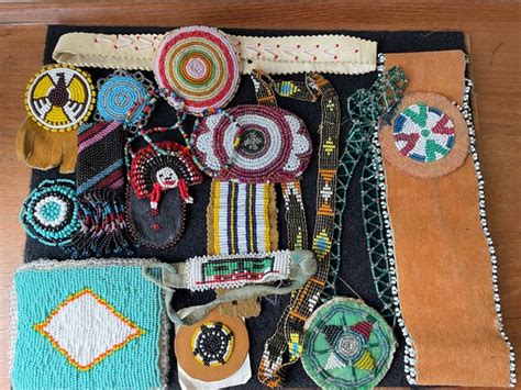 Vintage Canadian First Nation Beadwork Collection In Gem