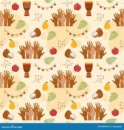 Happy Kwanzaa Holiday African Seamless Pattern Design With Festival