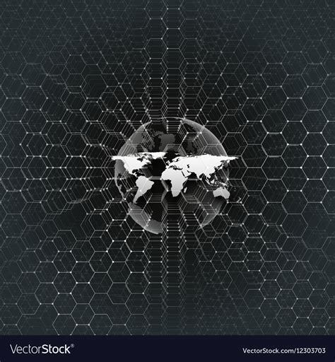 White Dotted World Globe Connecting Lines And Vector Image
