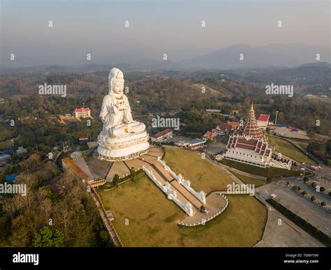 An Aerial View Of The Wat Huay Pla Kang Temple In Chiang Rai Thailand