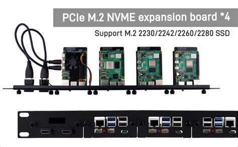 Rs01 1u Rack Mount For Raspberry Pi5 4b With Four Rs P11 Expansion Boa
