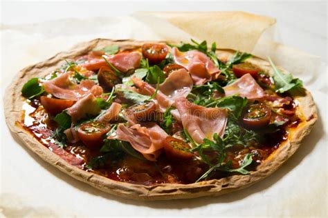 Prosciutto Pizza Neapolitan Pizza With Tomato Sauce Cheese And