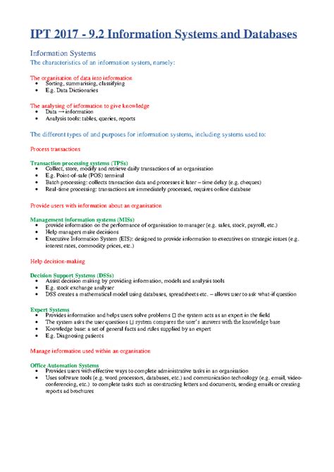 Ipt Hsc 2017 Databases And Information Systems Information Systems