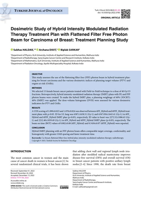 PDF Dosimetric Study Of Hybrid Intensity Modulated Radiation Therapy