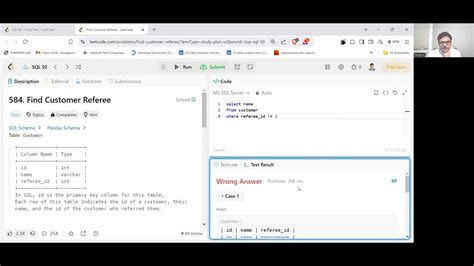 Sql Tutorial 9 Find Customer Referee Problem 584 Youtube