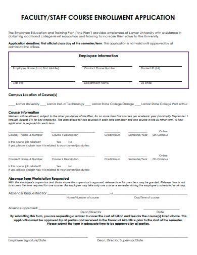 Free 50 Enrollment Application Samples In Pdf Ms Word