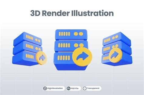 premium psd 3d render database server icon with next icon isolated