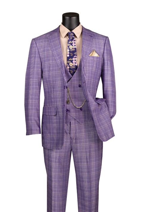 Renaissance Collection Regular Fit 3 Piece Suit Light Purple Suits
