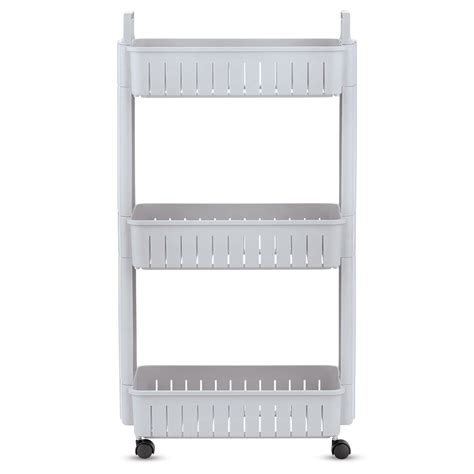 Top Notch 3 Tier Plastic Rolling Cart Grey Michaels
