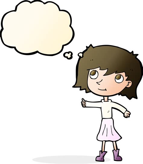 Cartoon Happy Girl With Thought Bubble 45304521 Png