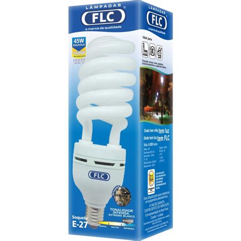 Lâmpada Eletrônica Espiral 45w Branca 6000h 6400k 110v Flc Mercado