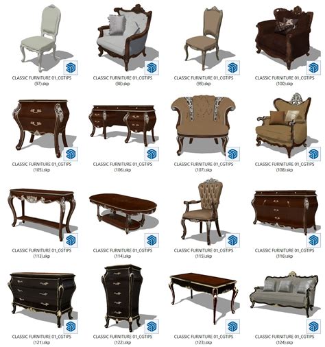 7245 Free Sketchup Classic Furniture Model Download