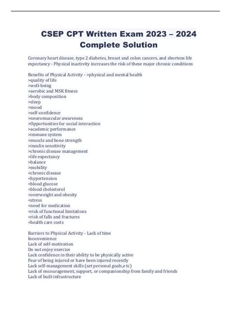 CSEP CPT Written Exam 2023 2024 Complete Solution CSEP CPT Stuvia US