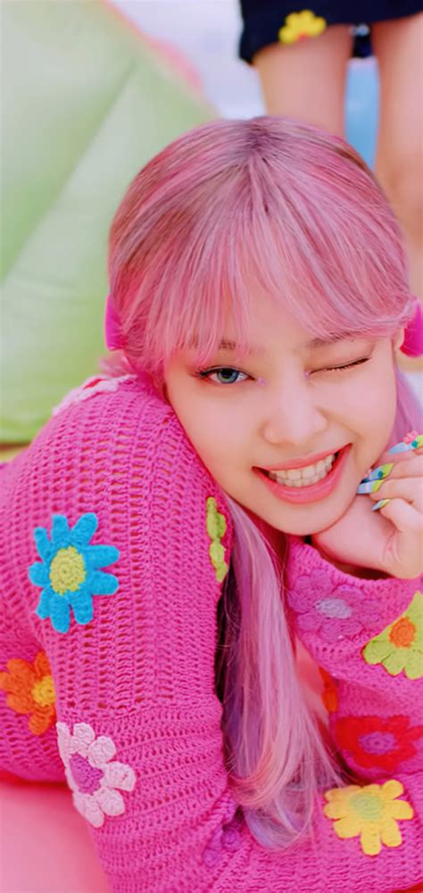 X Blackpink Jennie Wink Pink Hair X Resolution Wallpaper