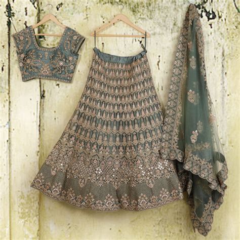 Introducing Exclusive Dusty Green Party Wear Lehenga Choli De Rr Dg 784