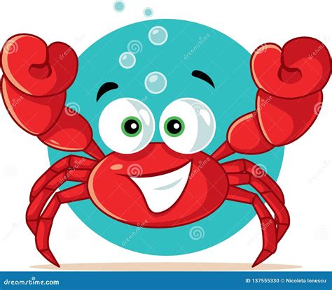 Funny Red Crab Vector Cartoon Stock Vector Illustration Of Aquatic