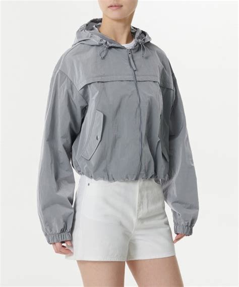 무신사 스탠다드 우먼즈 브라이트 후디드 윈드브레이커 재킷 그레이 위시버킷