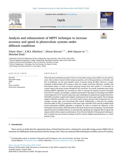 Pdf Analysis And Enhancement Of Mppt Technique To Increase Accuracy And Speed In Photovoltaic