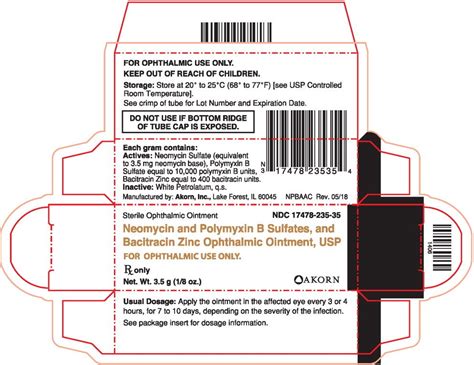 Neomycin Polymyxin B Bacitracin Ophthalmic Ointment FDA Prescribing Information Side