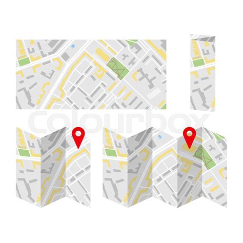 Map Folded And Unfolded Set Stock Vector Colourbox