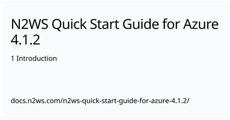 1 Get Started With N2WS For Azure N2WS Quick Start Guide For Azure 4 1 2