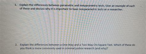 Solved Explain The Differences Between Parametic And Non